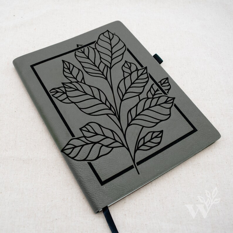 Leaf Leather Notebook | Iron Gray | Leather Journal | Nature Notebook ...