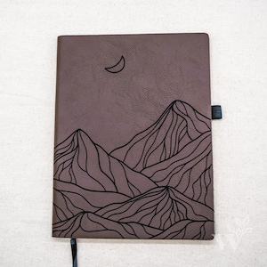 Mountain Faux Leather Notebook | Dark Brown | Leather Journal | Nature ...