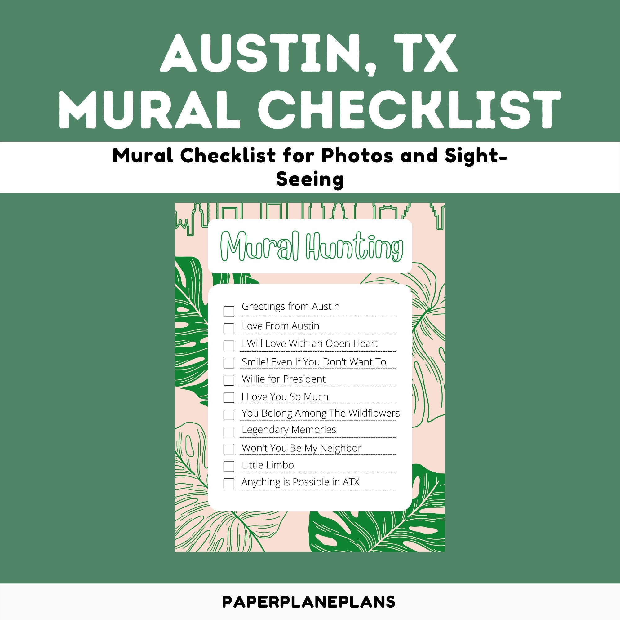 Austin, Texas Mural Hunting Checklist, Bachelorette, Family Trip ...
