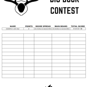 Big Buck Contest Score Sheet - Etsy