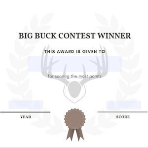 Big Buck Contest Score Sheet and Certificate Combo - Etsy