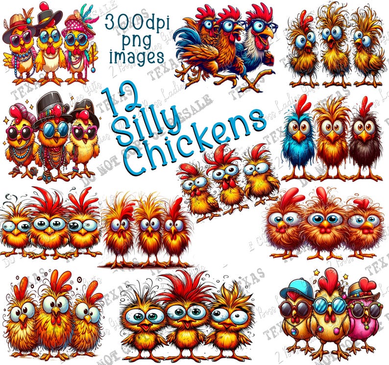 12 Funny Chickens - DIGITAL IMAGES ONLY - Etsy