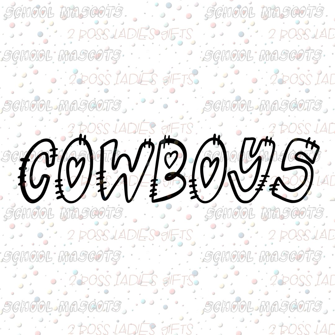 Doodle Letters COWBOYS School Mascot - Transparent - Etsy