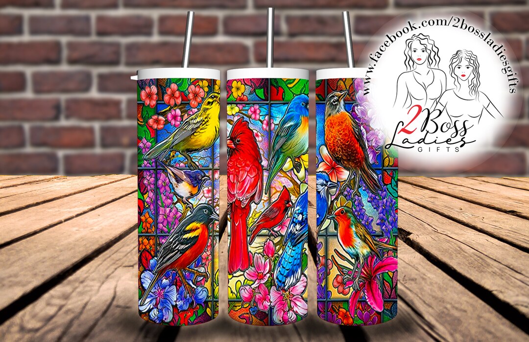 Stain Glass Red Bird Tumbler 20oz Tumbler Design - Etsy