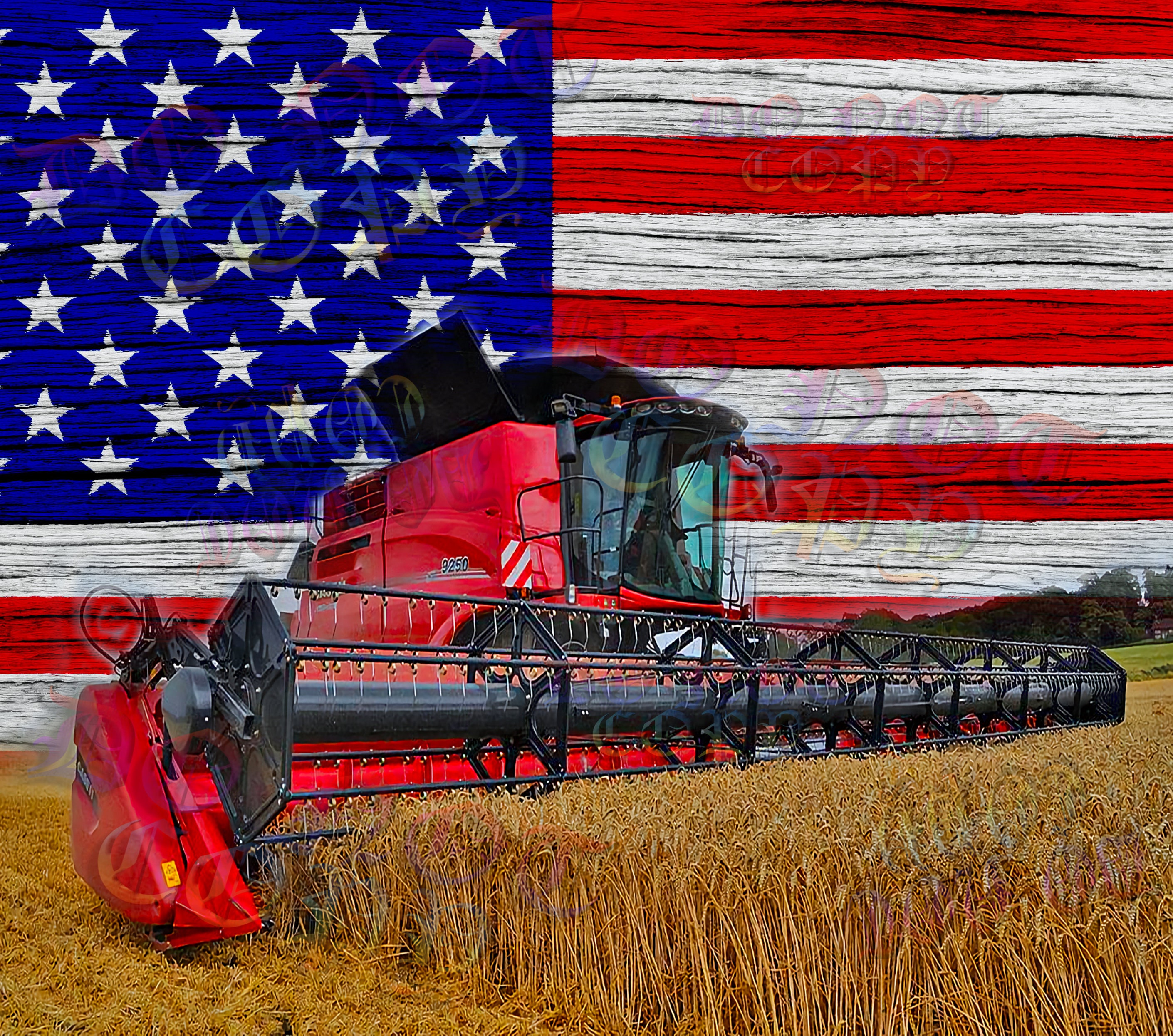 RED Combine Tractor With American Flag 20oz & 30oz - Etsy