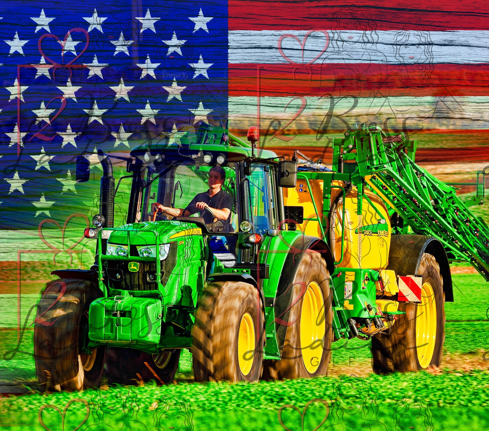 Tractor With American Flag 20oz & 30oz - Etsy