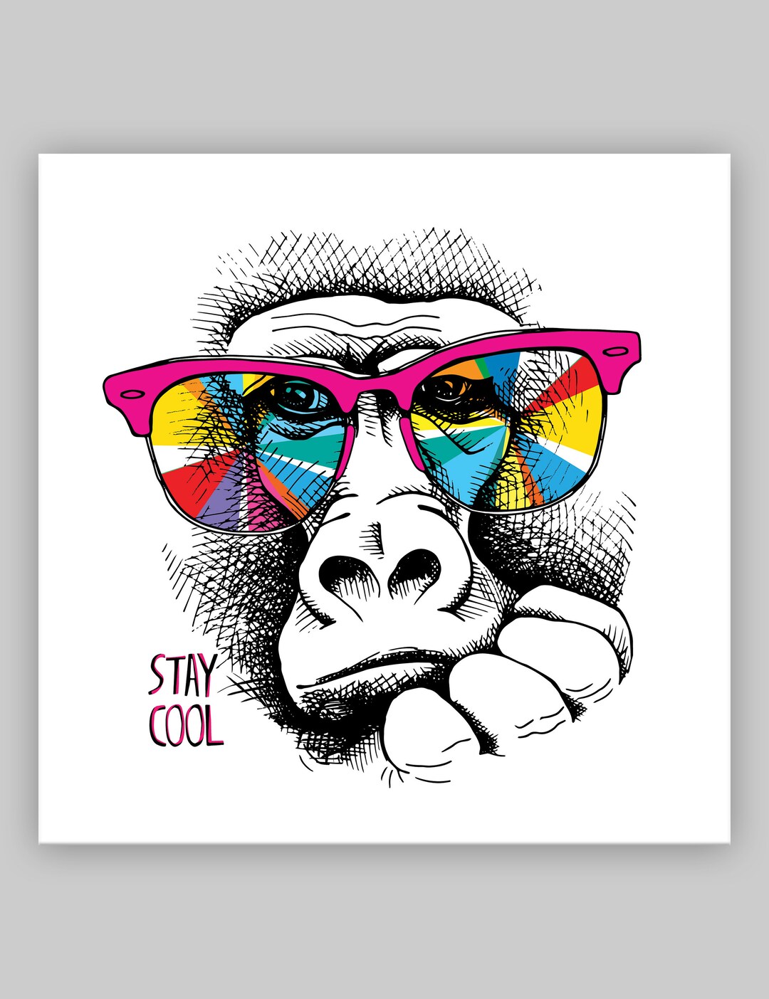 Pop Art Monkey Canvas Print, Pride Color Artistic Wall Art, Vibrant ...