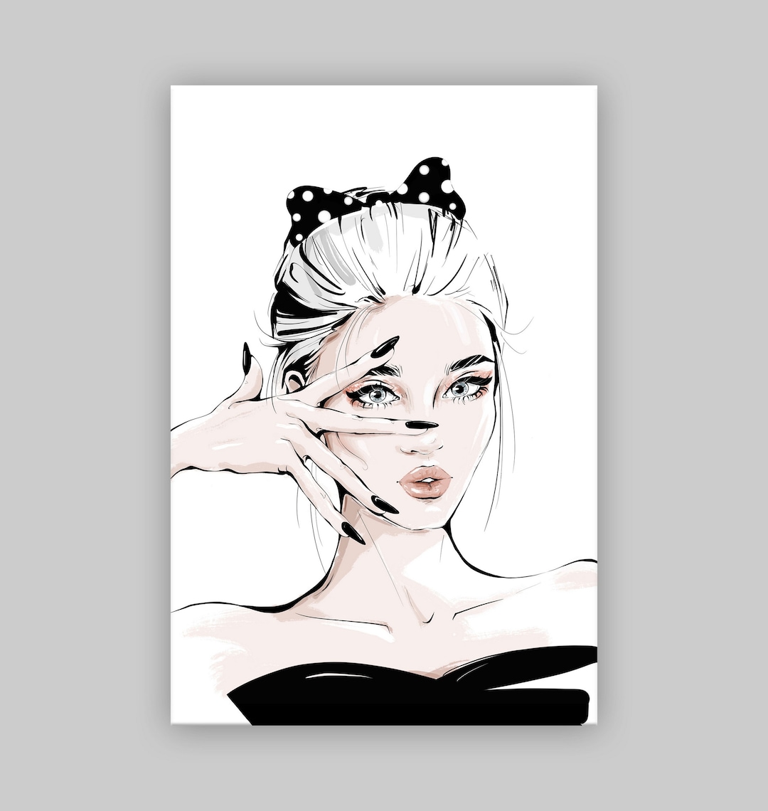 Beautiful Blonde Girl Canvas Art, Cute Girl Sketching Wall Art, Stylish ...