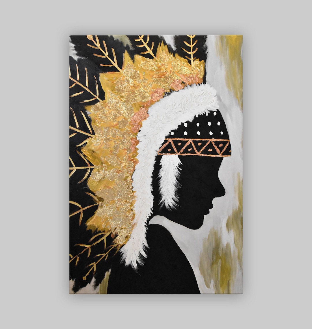 Native American Canvas Art, Indian Tribe Wall Art, Cherokee Headdress ...