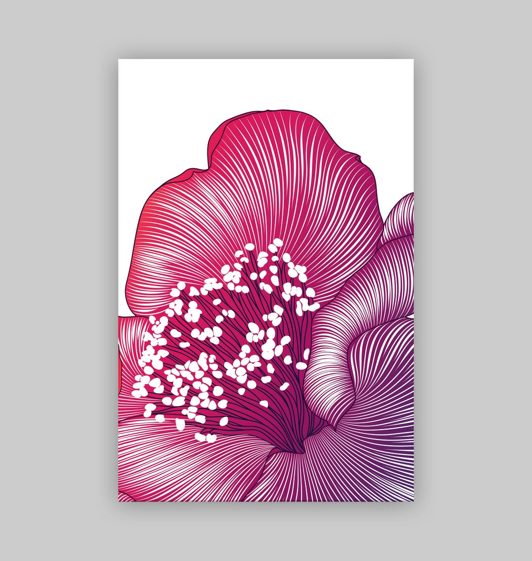3D Modern Blooming Flower Canvas Print, Magenta Lily Wall Art, Hot Pink ...