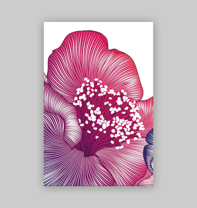Hot Pink Flower Canvas Art, Magenta Lily Wall Art, 3D Modern Blooming ...