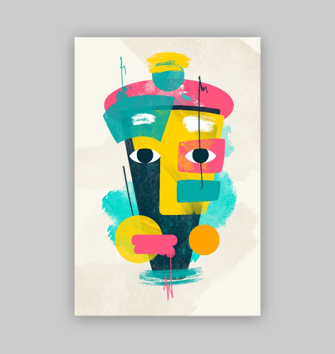 Abstract Face Giclee Canvas: Colorful Pop Art Print - Etsy
