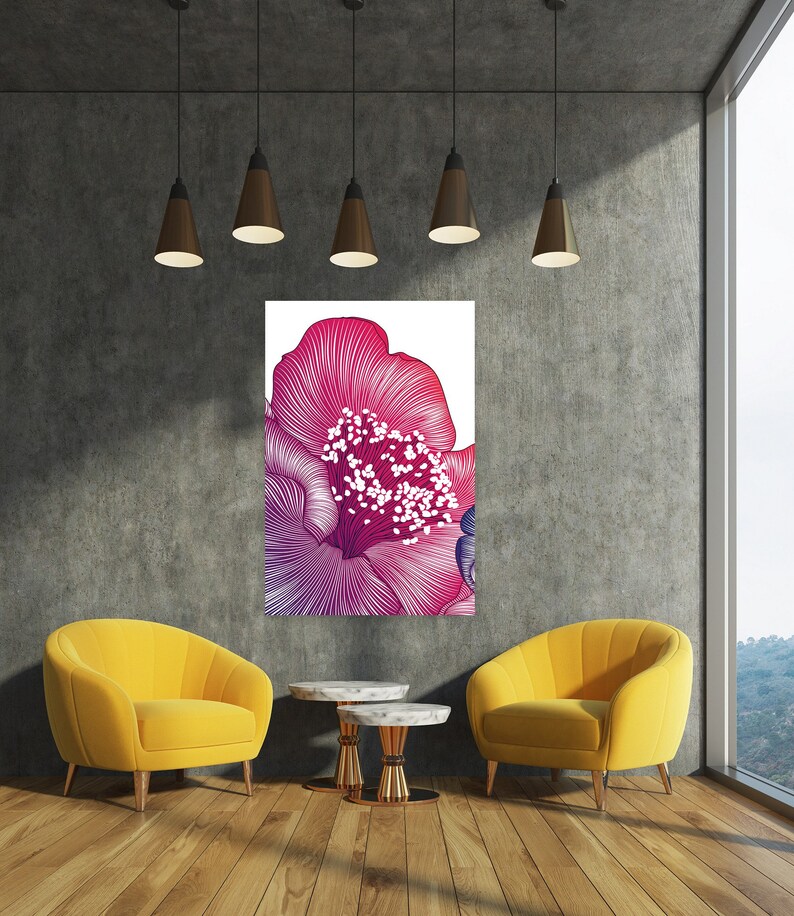 Hot Pink Flower Canvas Art, Magenta Lily Wall Art, 3D Modern Blooming ...