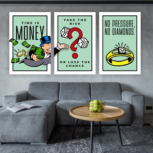 Monopoly Canvas Print Set: Time is Money, Take the Risk, No Diamonds - Etsy