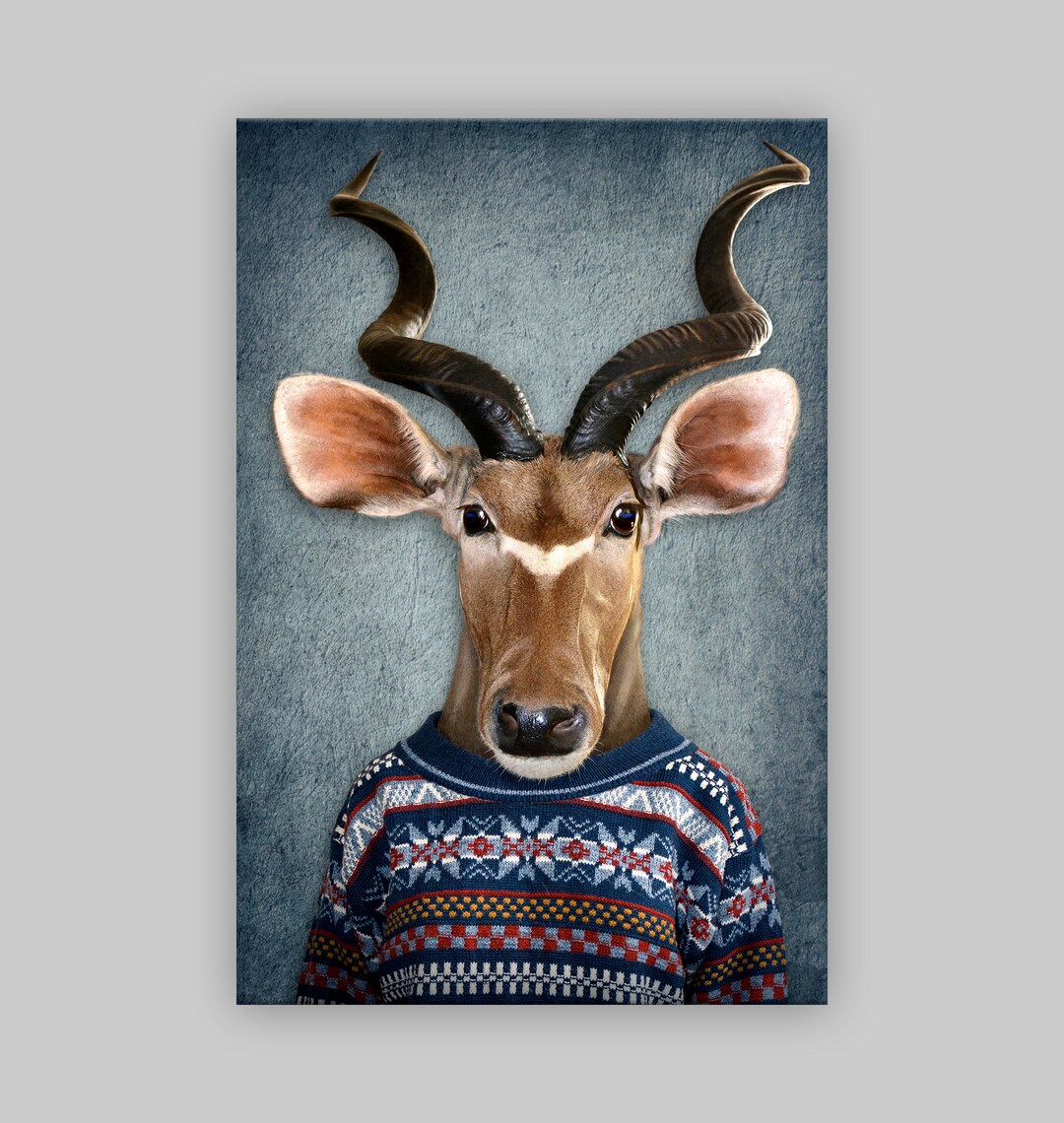 Gazelle Head Man Funky Aristocrat in A Sweater Pop Art Deco Giclee ...