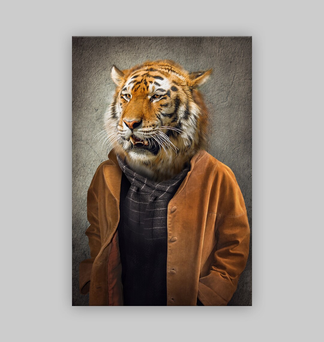 Tiger Head Man Funky Aristocrat Pop Art Deco Giclee Canvas - Etsy