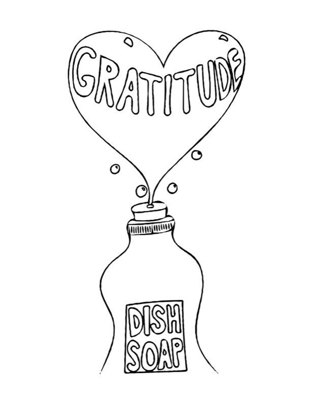 Gratitude Dish Soap Colouring Page Coloring Page for Adults - Etsy
