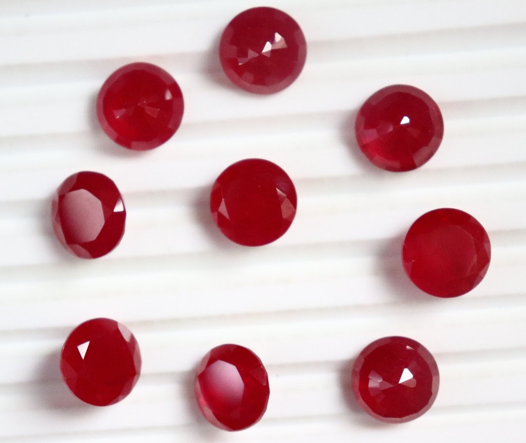 Red Ruby Opaque Round Shape AAA Rated Lab Created Red Ruby - Etsy