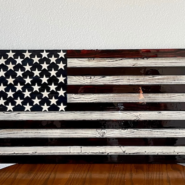 Wooden American Epoxy Flag - Etsy