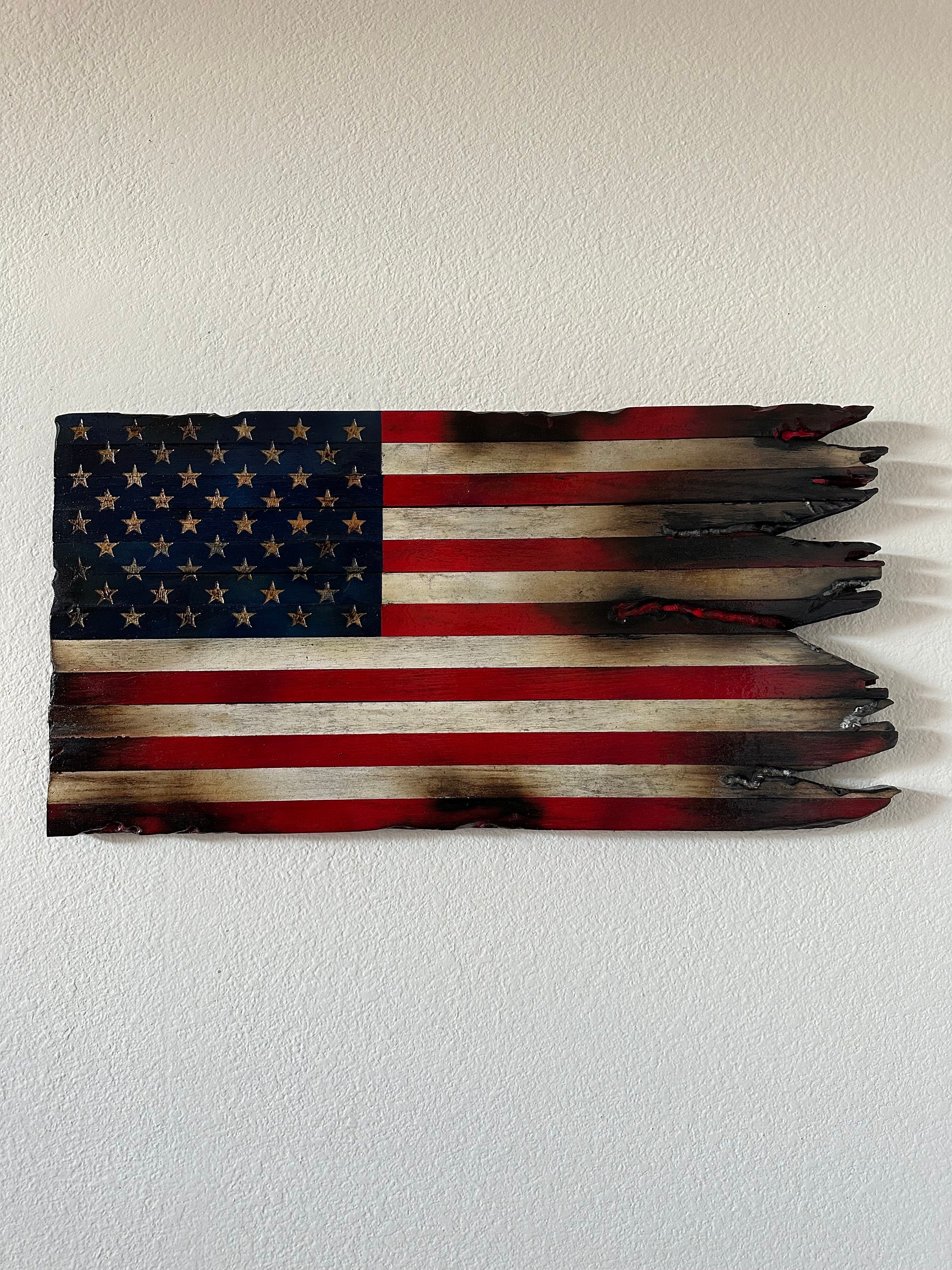 Distressed Wooden American Flag: Battle Worn Patriotic Wall Art - Etsy