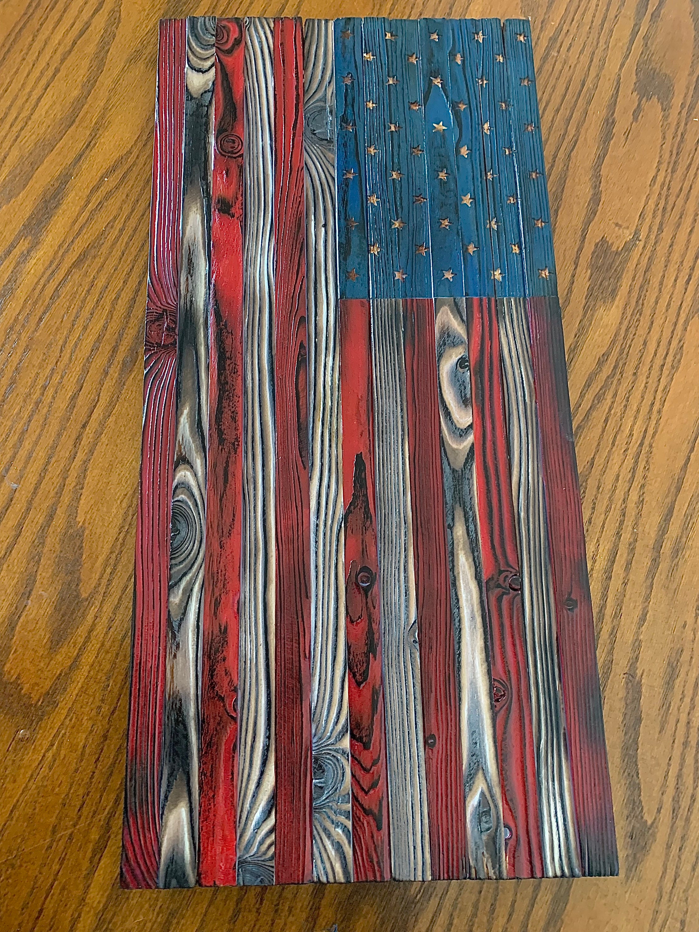 Shou Shi Ban Traditional American Flag, Burnt Wood Grain Flags, Unique ...