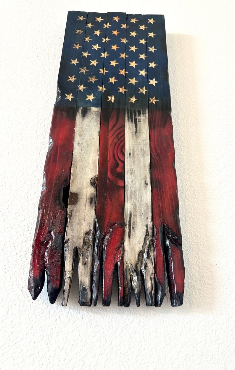 Vertical Distressed Wooden American Flag, Patriotic Wall Art, USA Sign ...