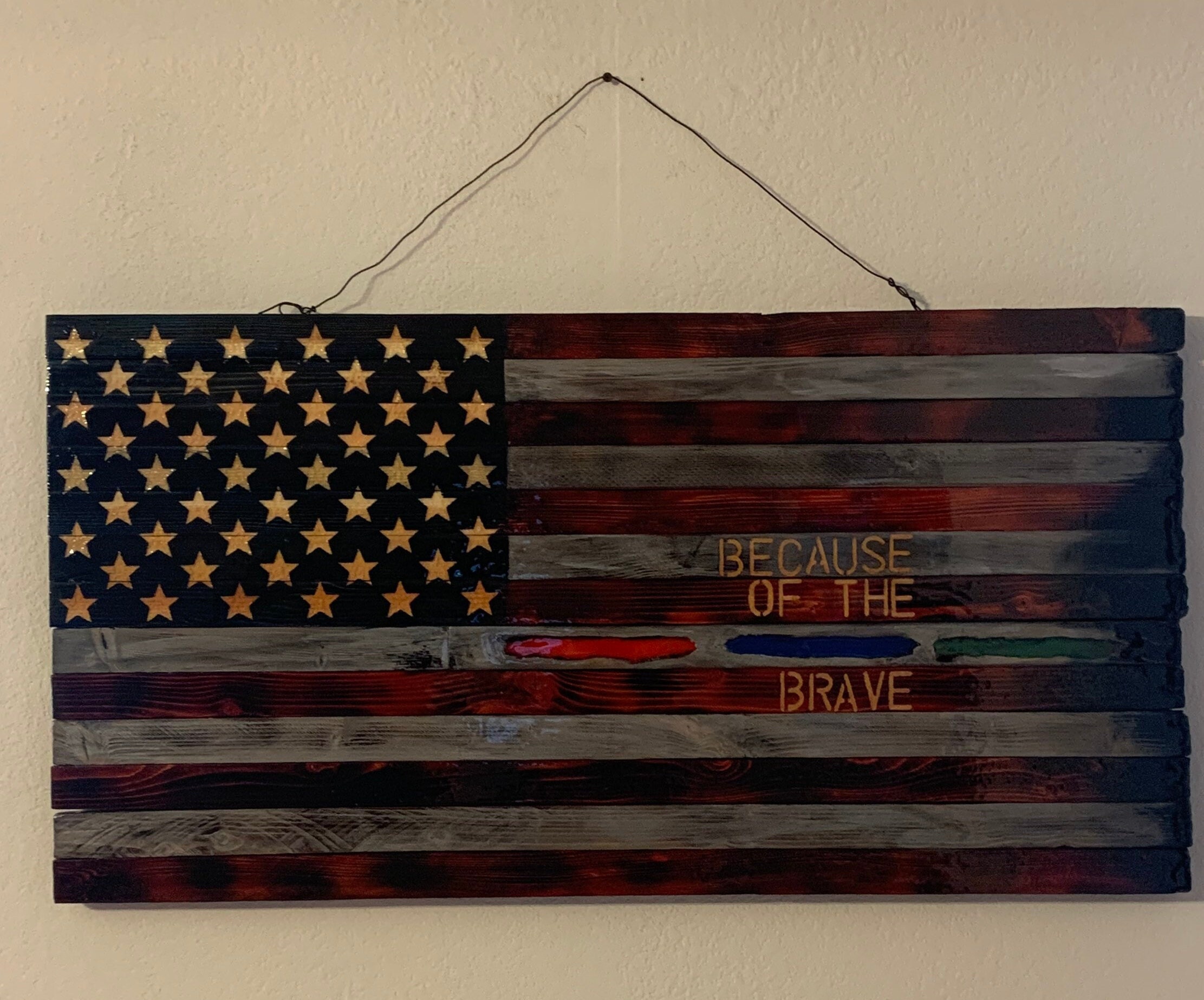 Because of the Brave Epoxy American Flag - Etsy