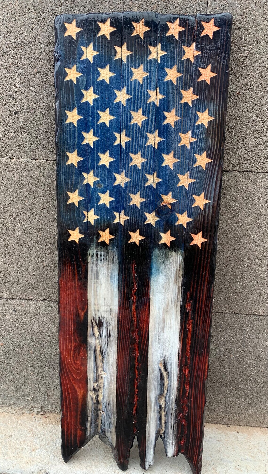 Vertical Distressed Wooden American Flag, Patriotic Wall Art, USA Sign ...