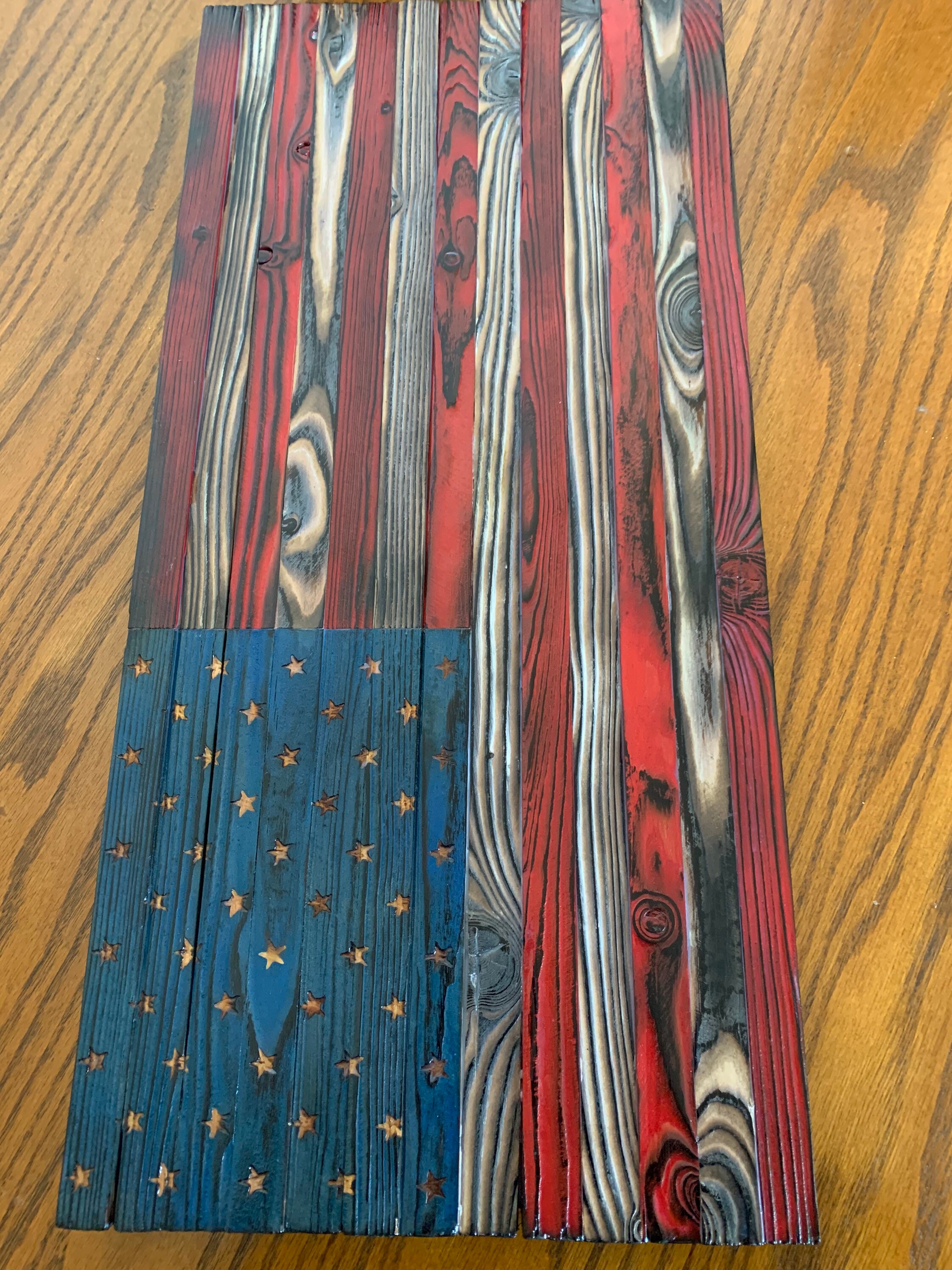 Shou Shi Ban Traditional American Flag, Burnt Wood Grain Flags, Unique ...