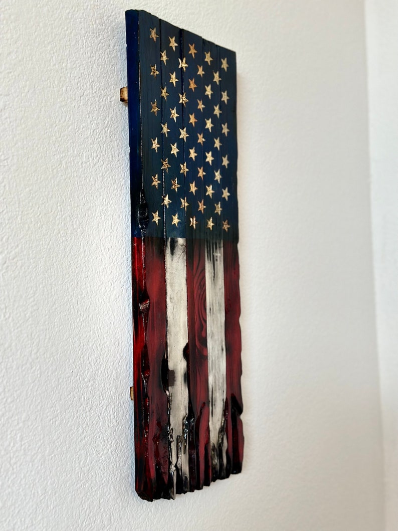 Vertical Distressed Wooden American Flag, Patriotic Wall Art, USA Sign ...