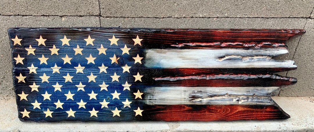 Vertical Distressed Wooden American Flag - Etsy