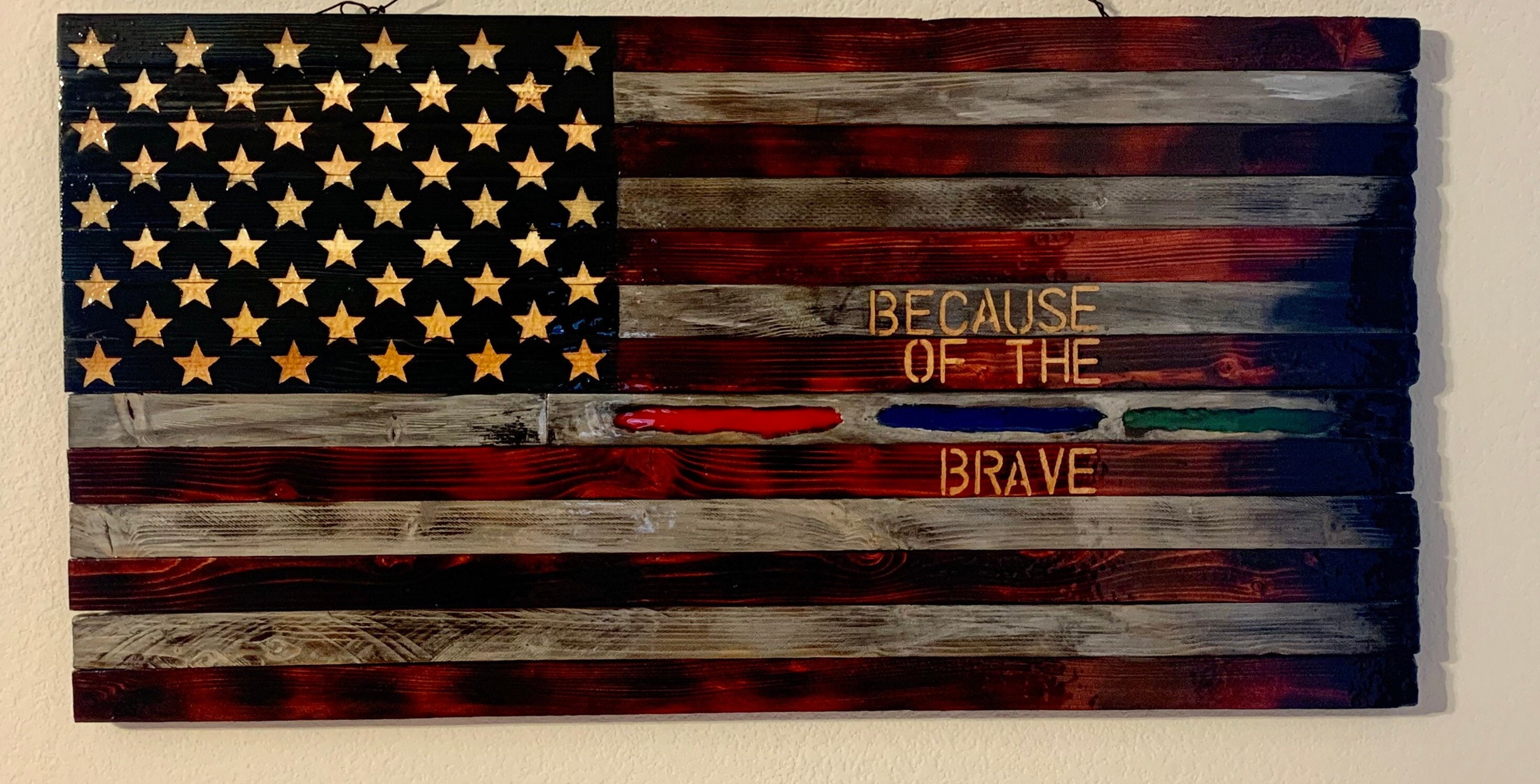 Because of the Brave Epoxy American Flag - Etsy