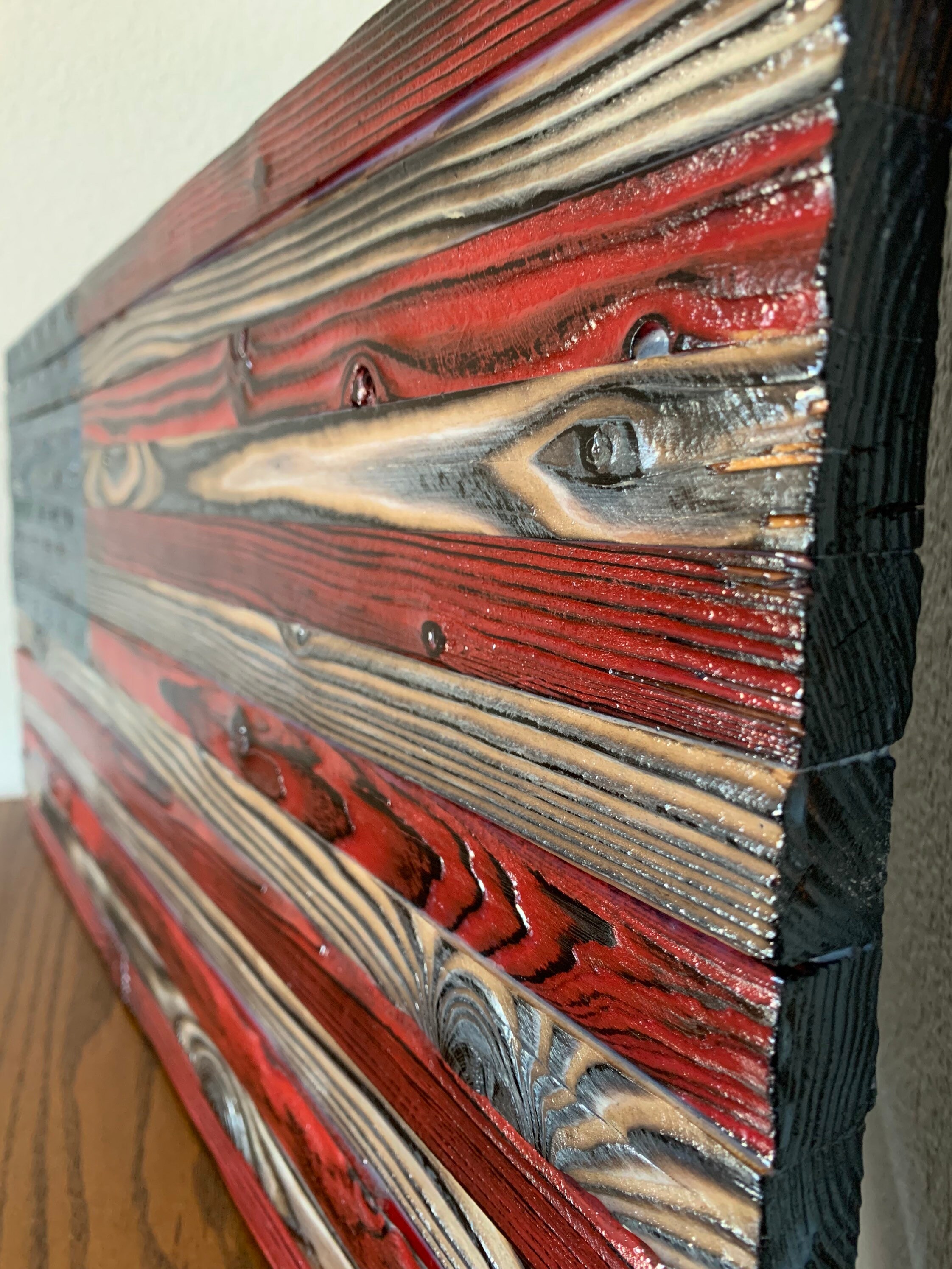 Shou Shi Ban Traditional American Flag, Burnt Wood Grain Flags, Unique ...