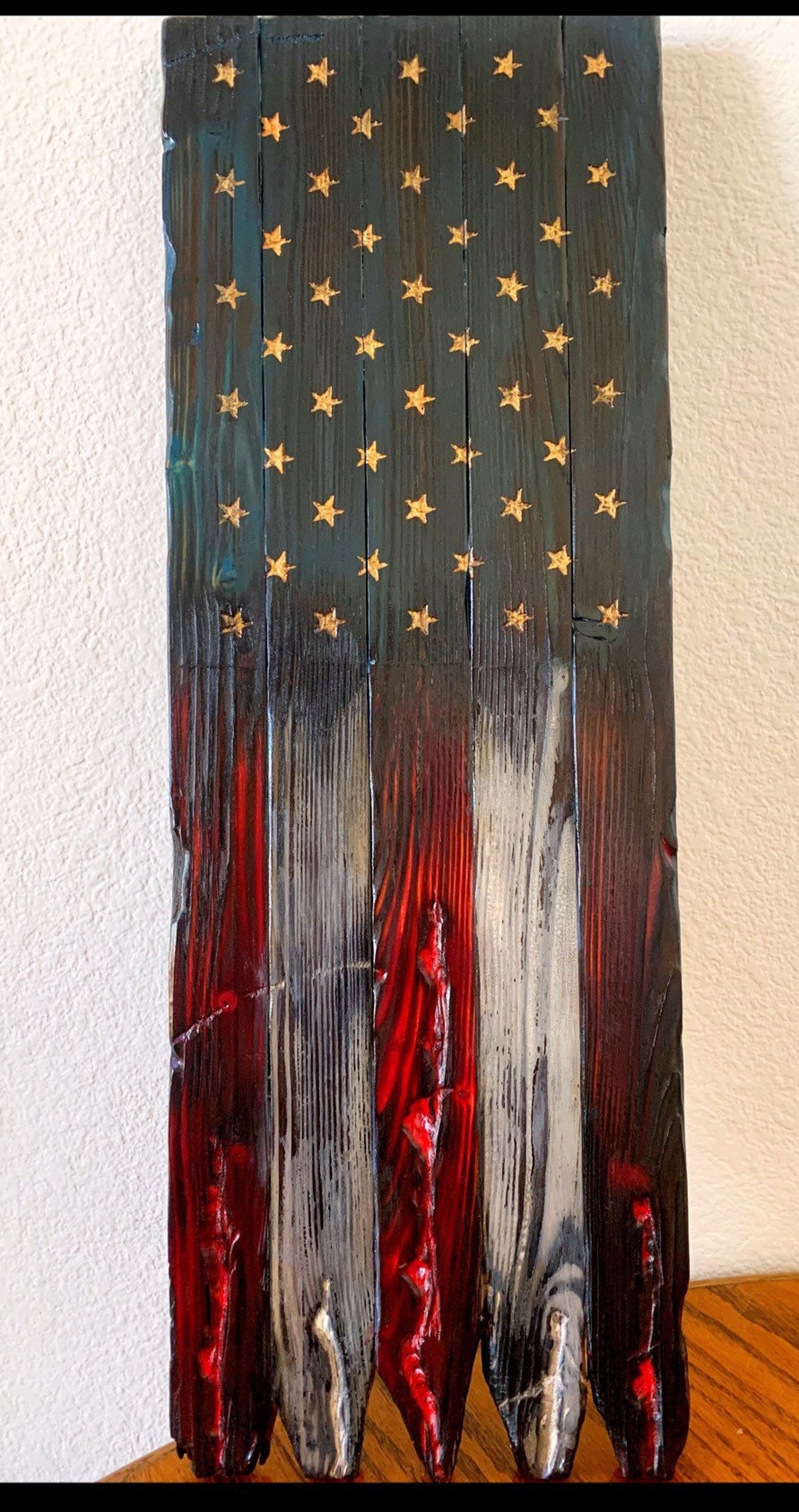 Vertical Distressed Wooden American Flag - Etsy