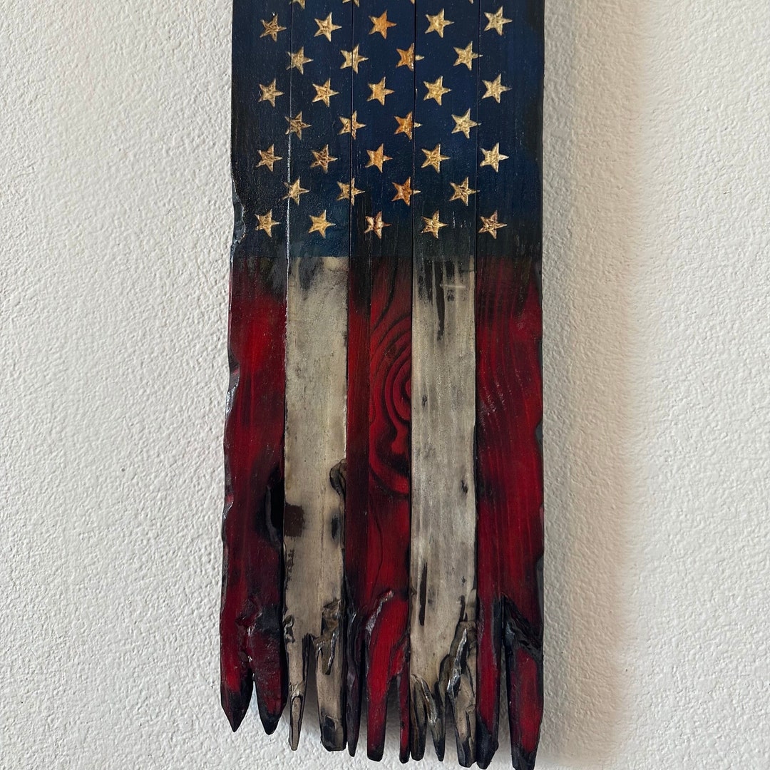 Vertical Distressed Wooden American Flag, Patriotic Wall Art, USA Sign ...