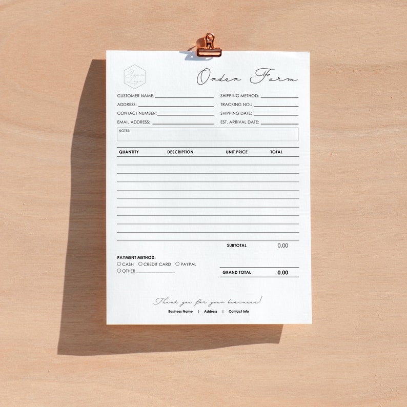 Small Business Forms, Editable, Fillable, Printable, Order Form, Quote ...