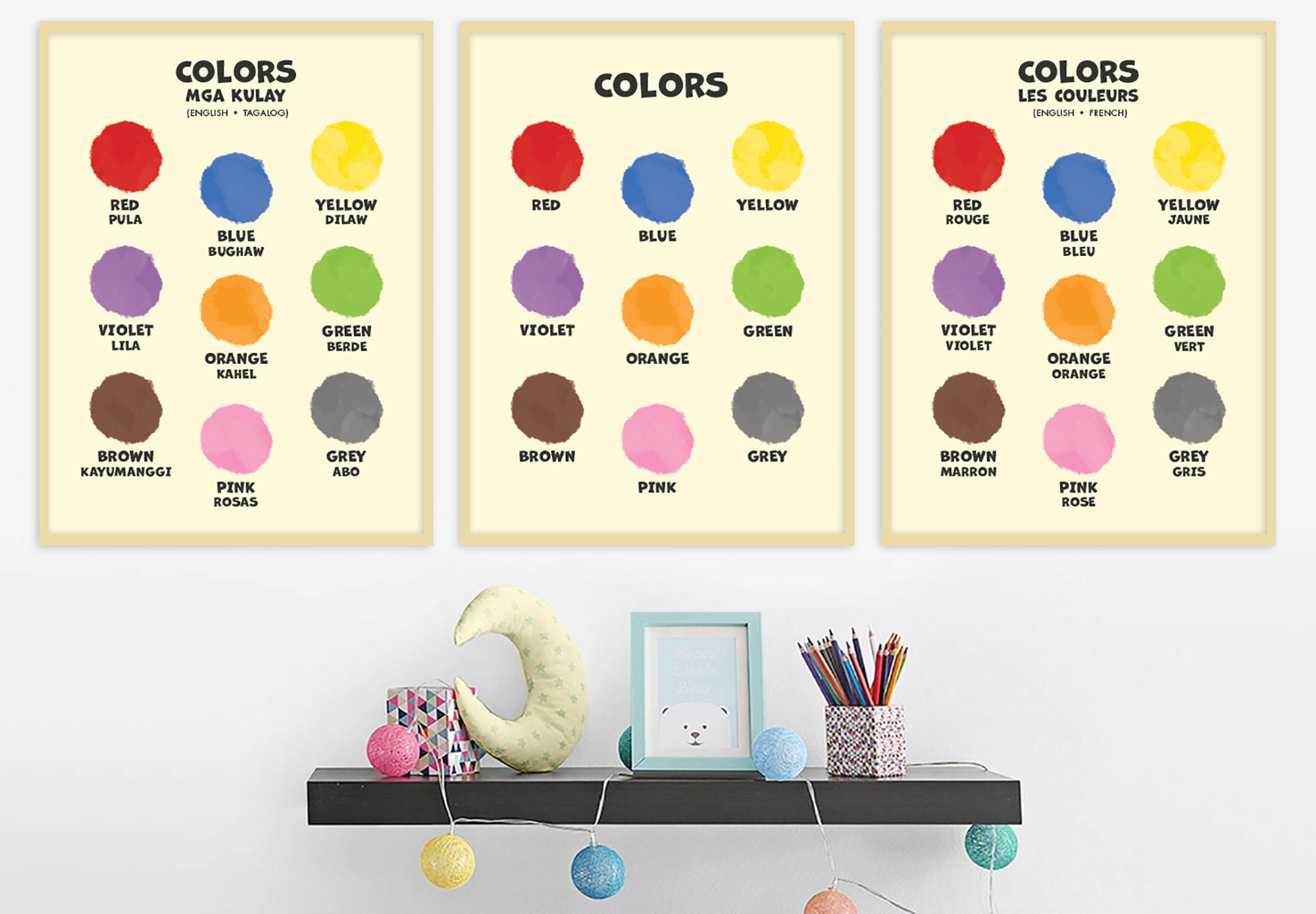 Educational Poster | Colors in English, French & Tagalog | Bilingual ...