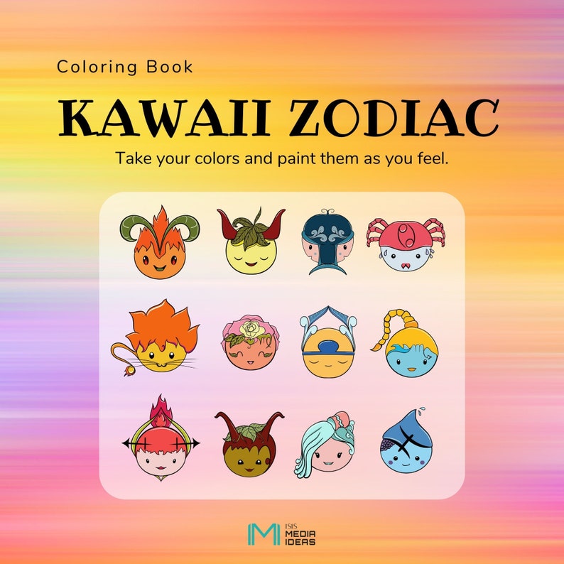 Kawaii Zodiac Characters Coloring Pages - Etsy
