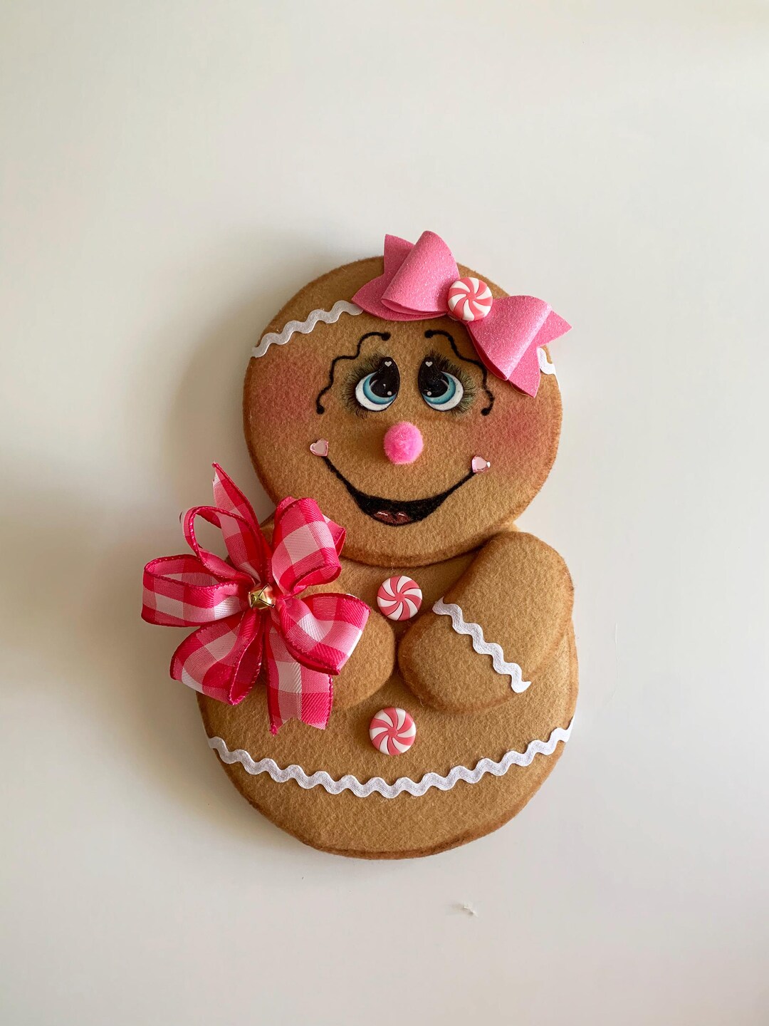 Pink Gingerbread Girl Wreath Attachment, Christmas Wreath Attachment ...