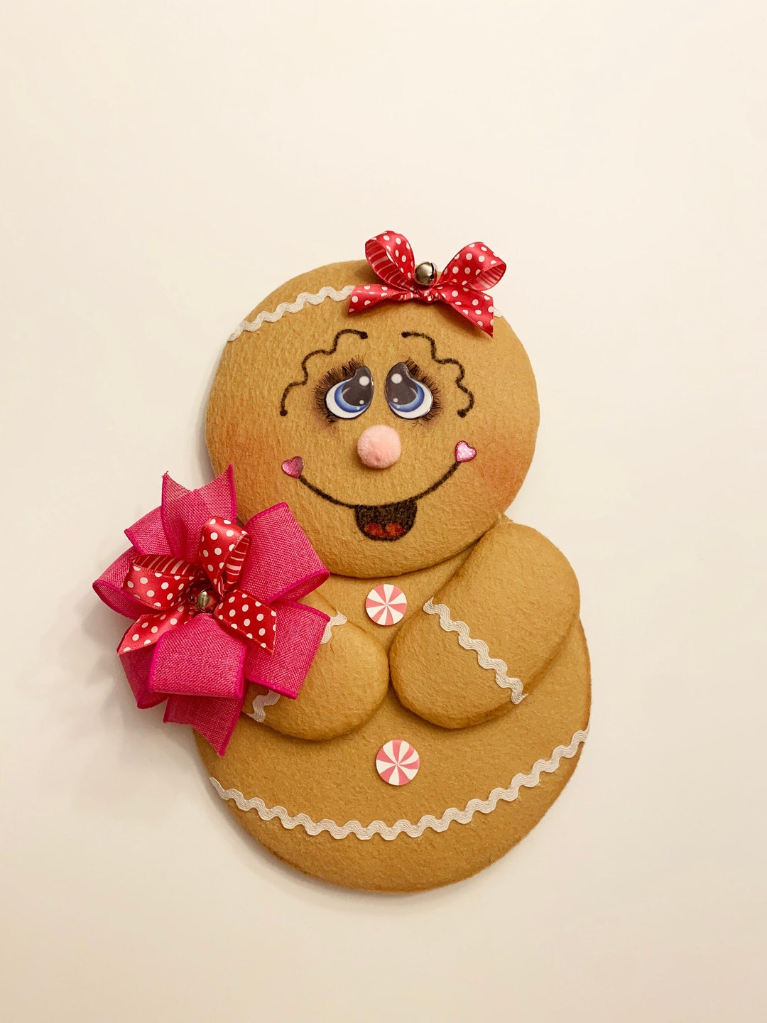 Pink Gingerbread Girl Wreath Attachment, Christmas Wreath Attachment ...