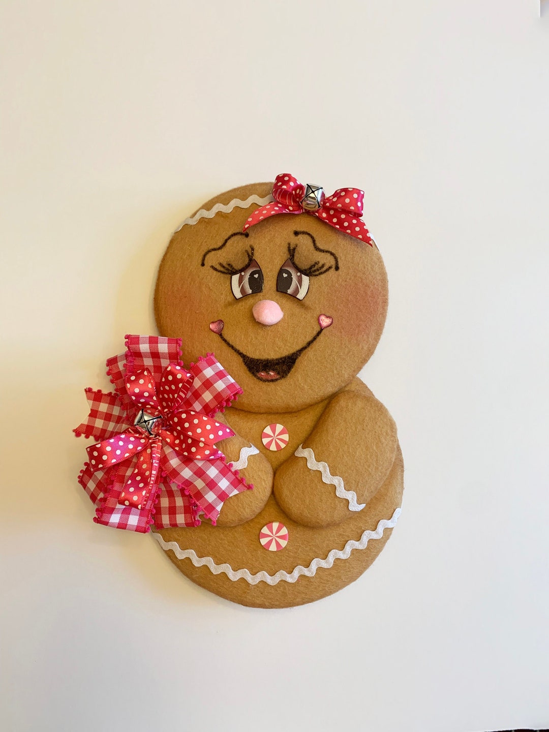 Pink Gingerbread Girl Wreath Attachment Christmas Wreath - Etsy