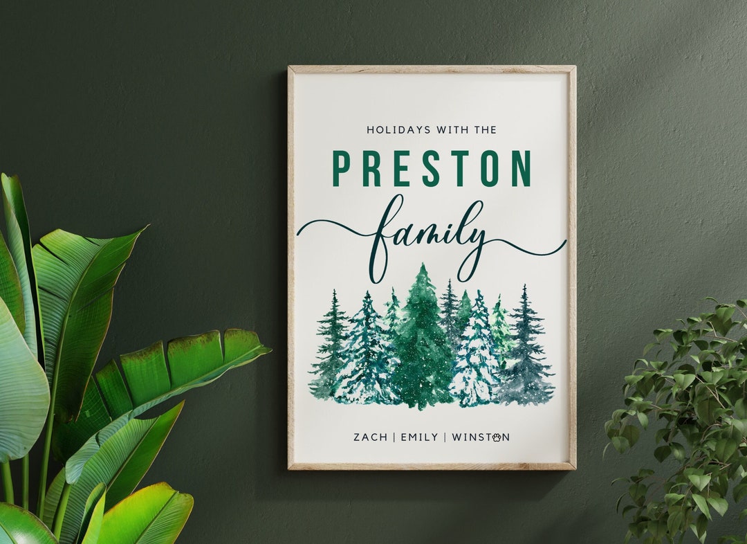 Printable Family Holiday Sign Personalized Christmas Decor Holiday ...