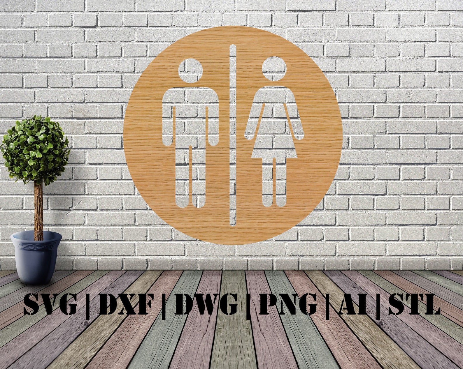 WC Restroom Sign, Toilet, Bathroom, SVG, DXF, Vector, Ai, Psd, Cut File ...