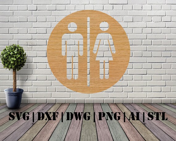 WC Restroom Sign Toilet Bathroom SVG DXF Vector Ai Psd | Etsy
