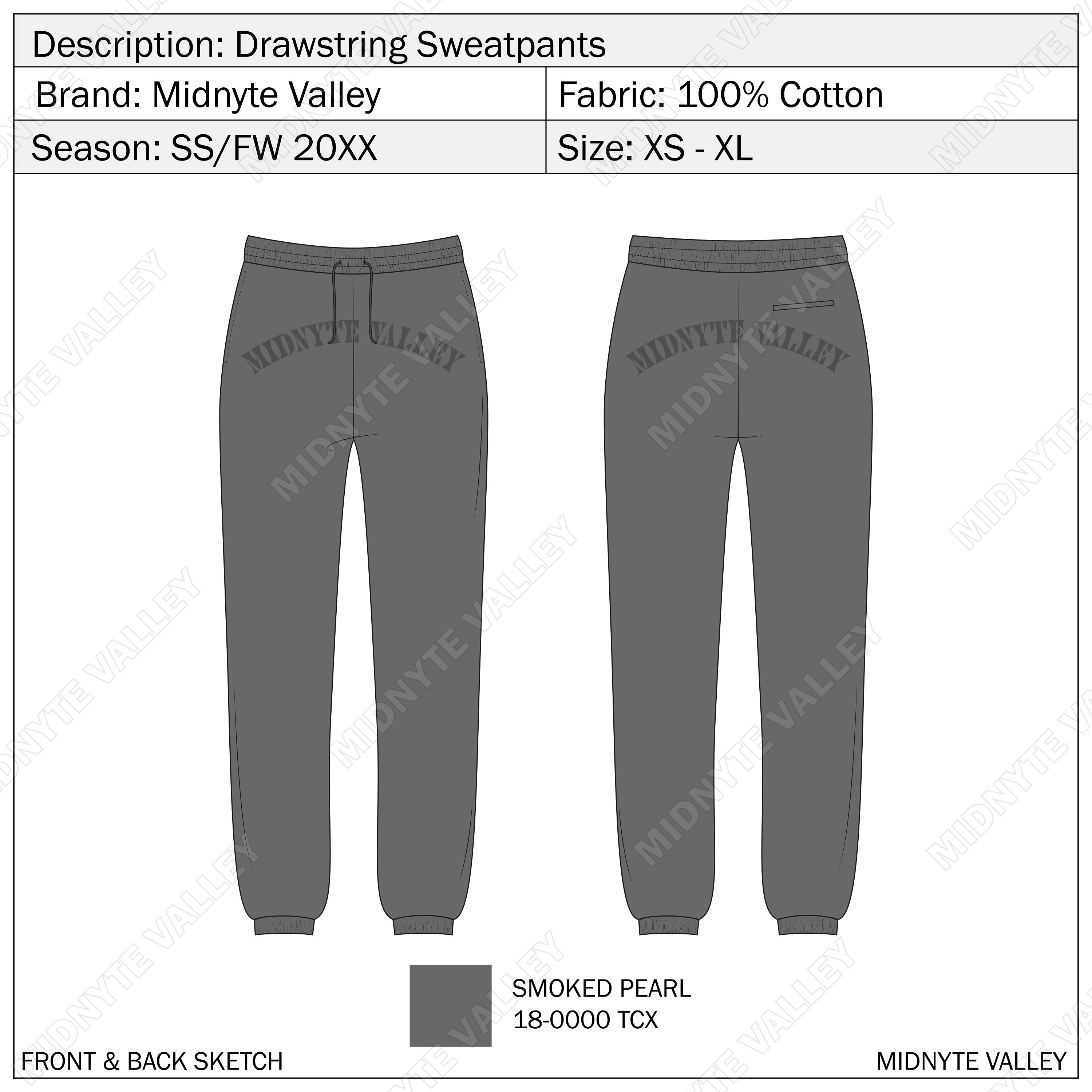 Sweatpants Mock up for Fashion Design Tech Pack Technical Flat Sketch ...