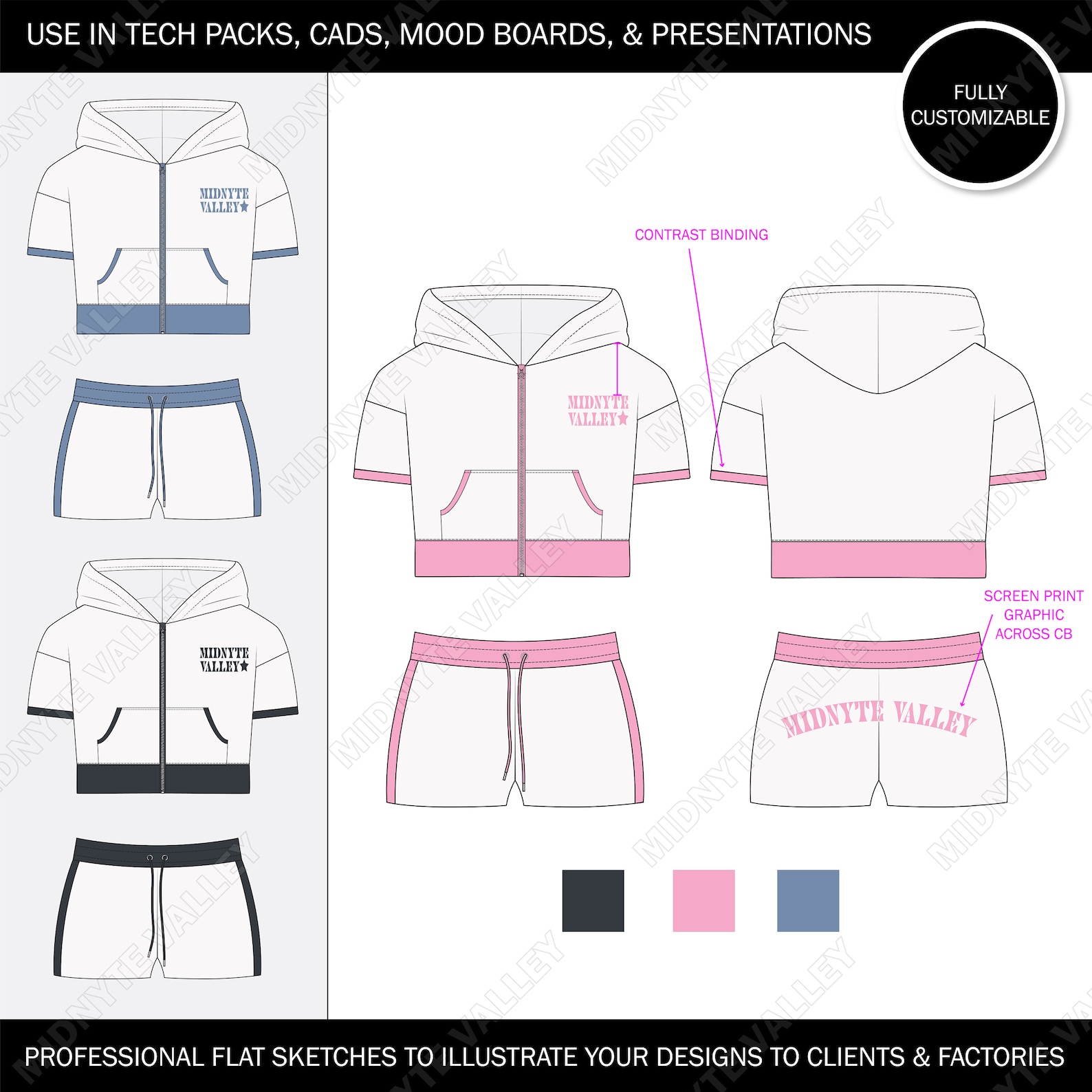 Y2K Crop Track Set Mockup: Fashion Design Tech Pack (AI, PDF, JPEG) - Etsy