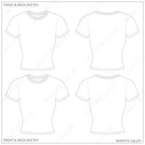 Baby Tee Mock up for Fashion Design Tech Pack Technical Flat Sketch CAD ...