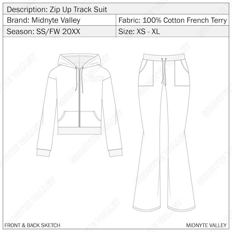 Y2K Track Suit Set Full Length Zip up Flare Pant Mock up for Fashion ...