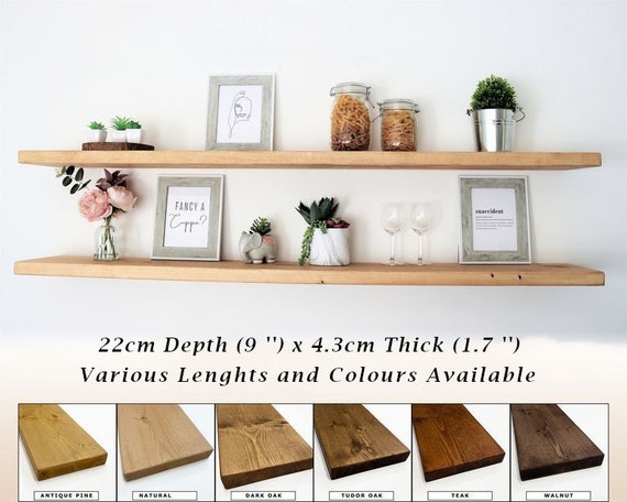 Hallway Floating Shelf Solid Pine Floating Console Shelves 95 cm ...