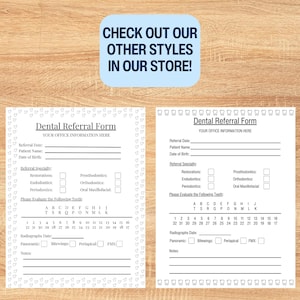 Customizable Dental Referral Form for Dental Office Form New Dentist Pediatric Dentist ...